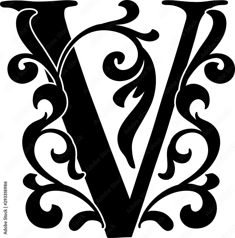 Letter V Capital Illuminated Vector Svg Letter Stock Vector | Adobe Stock