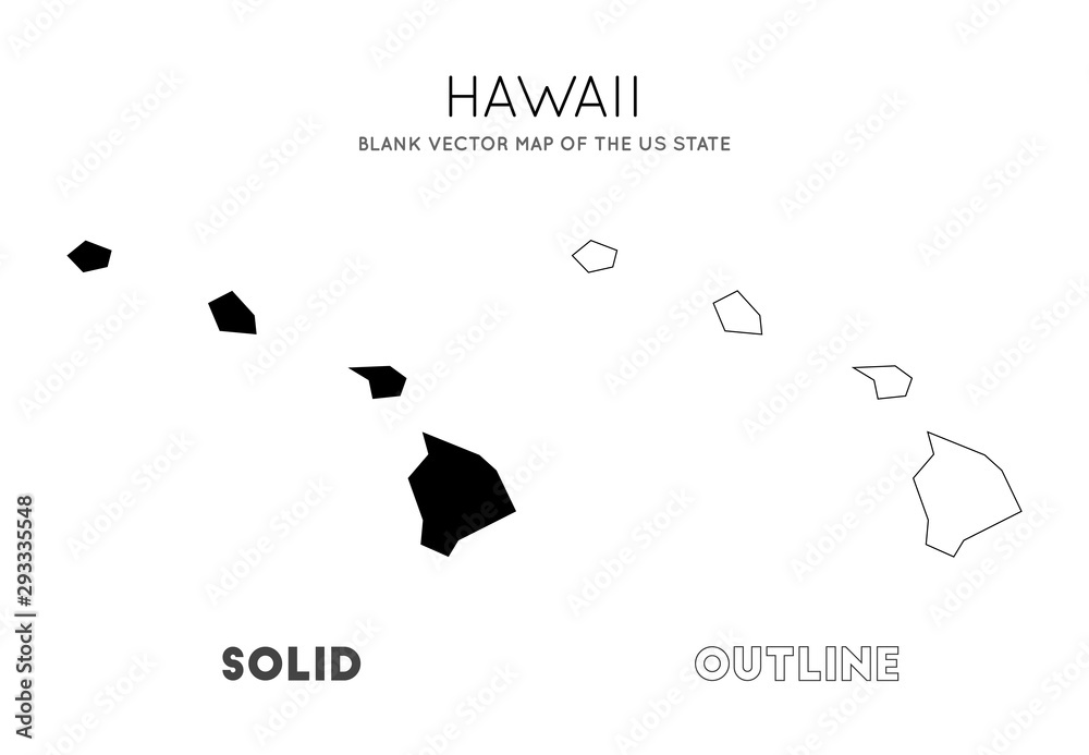 Hawaii map. Blank vector map of the Us State. Borders of Hawaii for ...