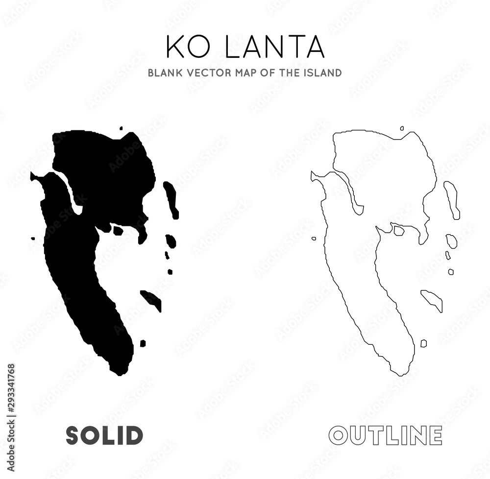 Ko Lanta map. Blank vector map of the Island. Borders of Ko Lanta for ...