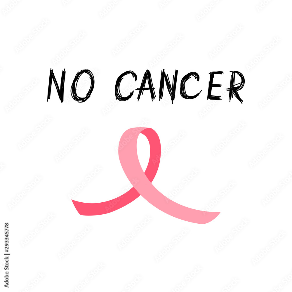 Breast cancer hand written text, quotation No Cancer with pink ribbon ...