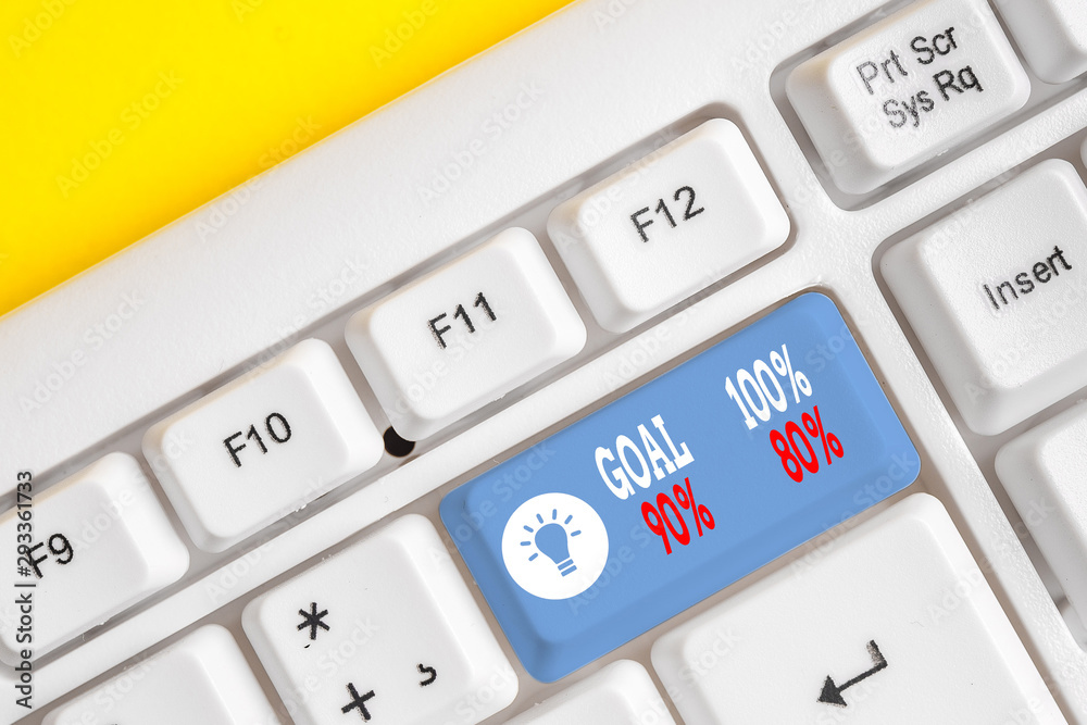 Conceptual hand writing showing Goal 100 Percent 90 Percent 80 Percent ...