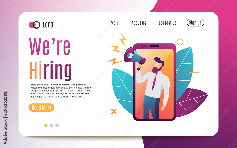 We are hiring. Flat concept vector website template and landing page ...