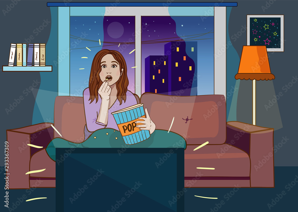 Girl Watching Tv Cartoon