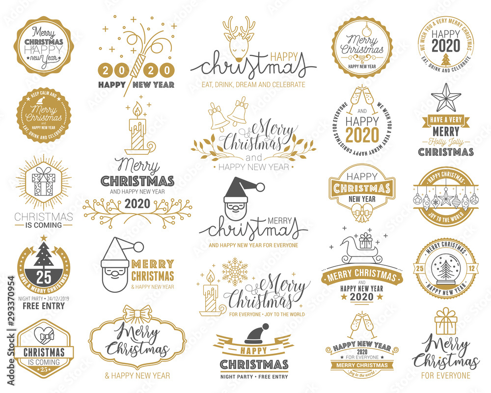 Merry Christmas Typography Set Stock Vector Adobe Stock