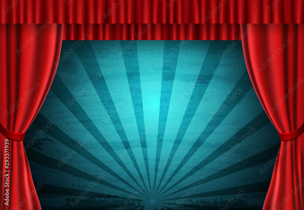 Red curtain on circus vintage background. Design for presentation ...