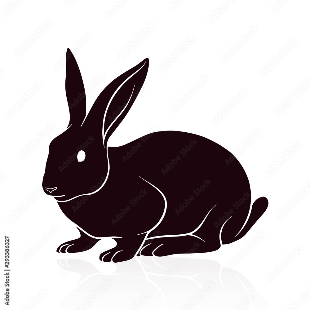 rabbit silhouette vector illustration isolated on white background ...