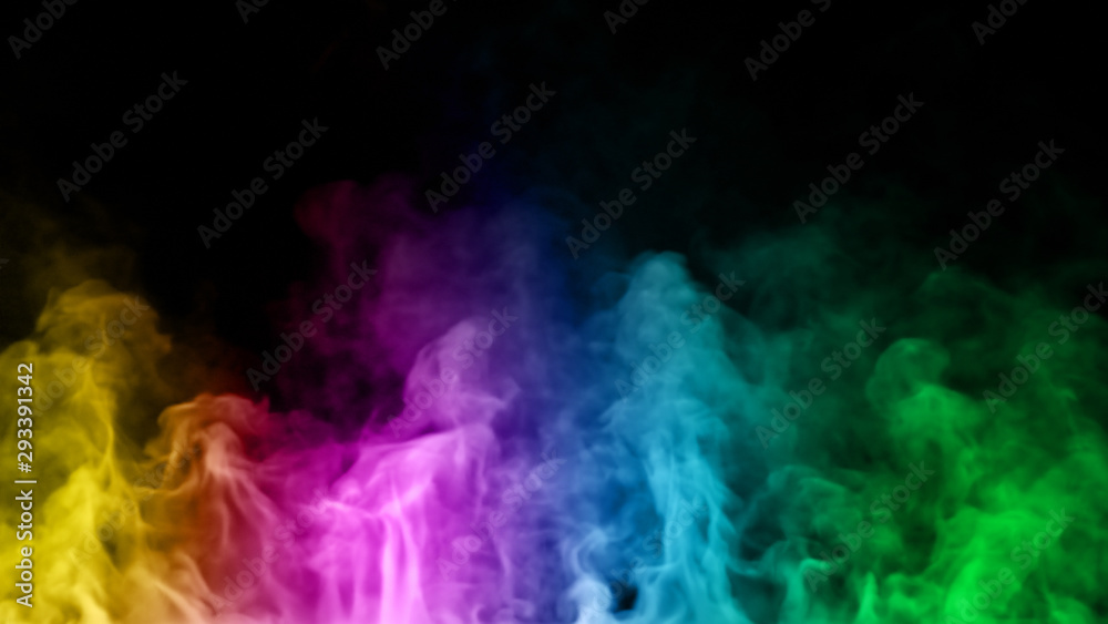 Colored Weed Smoke Black Background