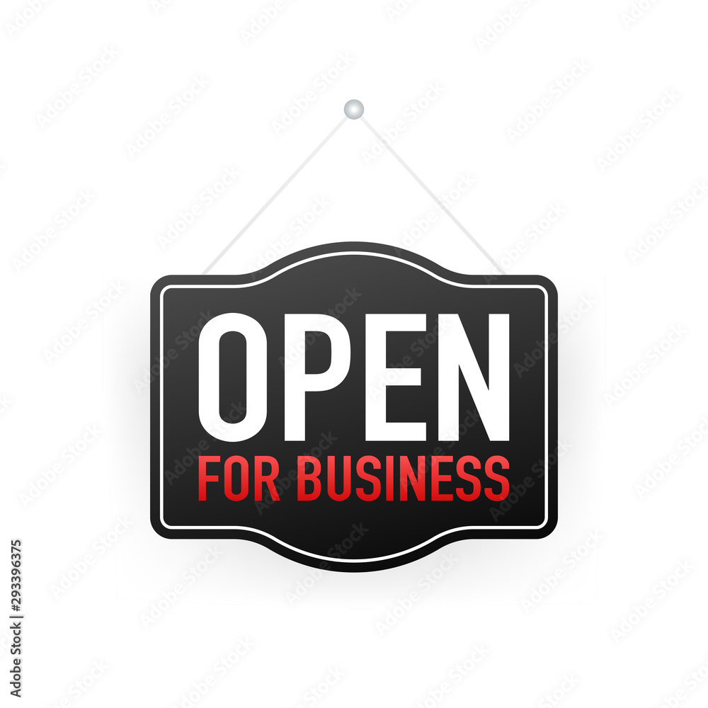 Open for business sign. Flat design for business financial marketing ...