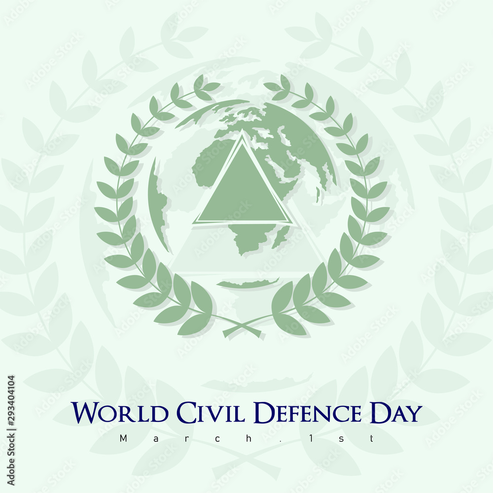 Green orange World Civil Defence Day with a symbol of rice surrounding ...