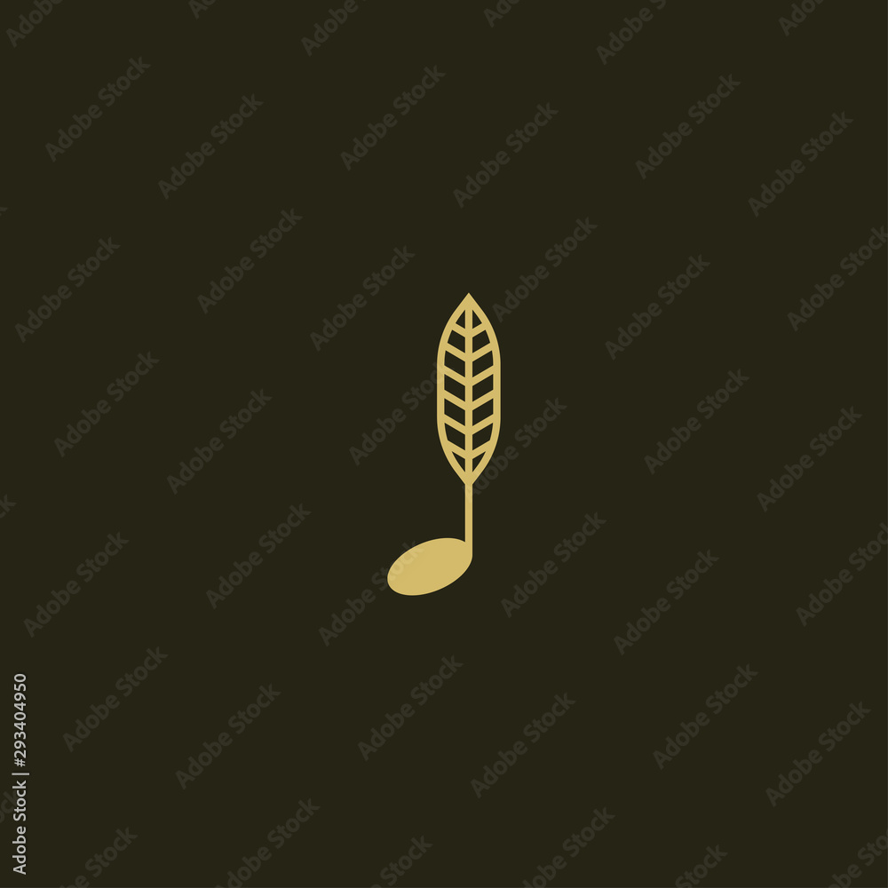 Native Music Logo Icon Design Template. Feather, Note, Elegant, Luxury ...