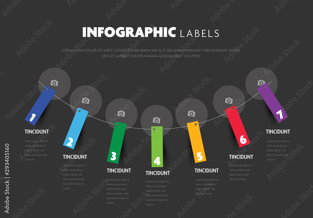 Colorful Infographic Layout with Hanging Elements Stock Template ...
