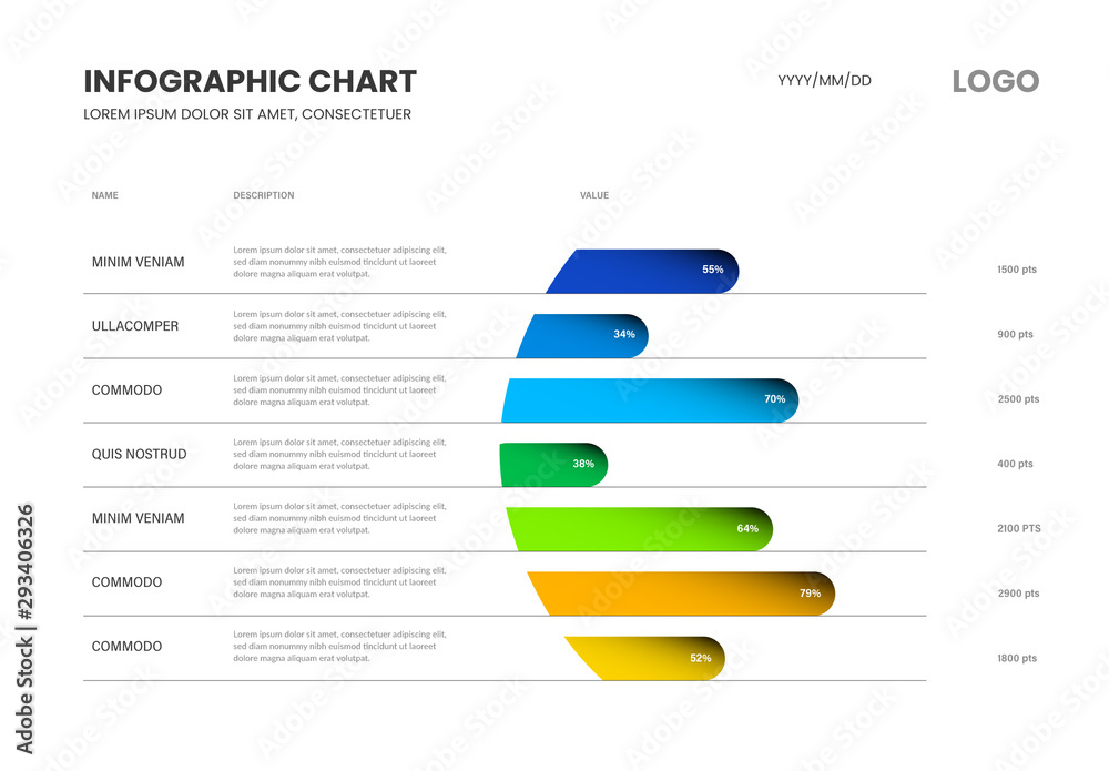 Infograph Table with Colorful Chart Stock Template | Adobe Stock