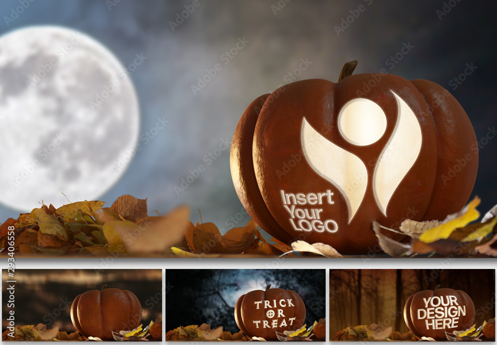 Carved Halloween Pumpkin Mockup Stock Template | Adobe Stock