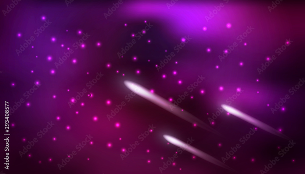 Cosmos background, night sky with flying comets and shining stars ...