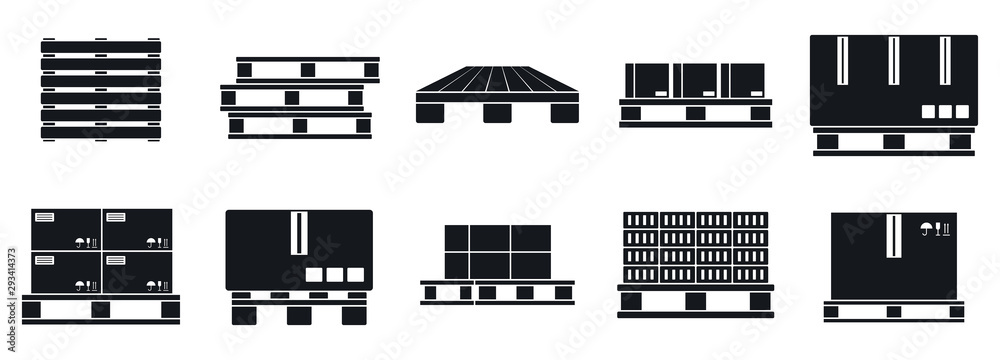 Pallet tray icons set. Simple set of pallet tray vector icons for web ...