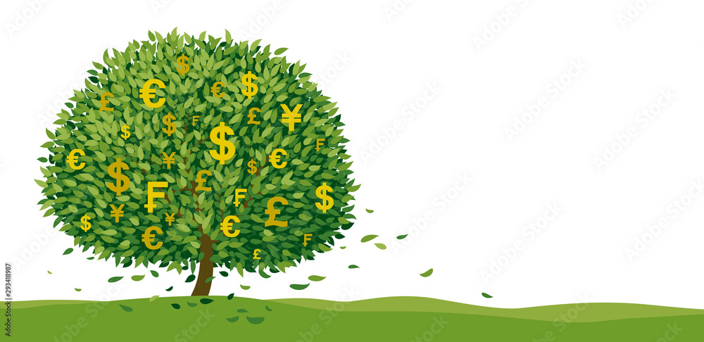 Money tree design on white background with copy space vector ...