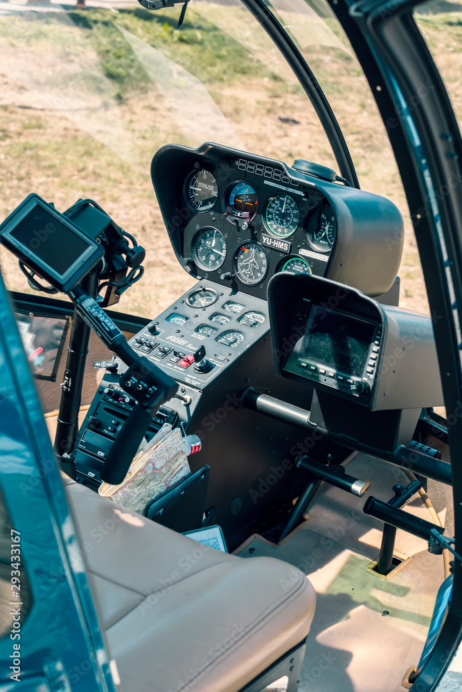 Cockpit of Robinson R66 helicopter Stock Photo | Adobe Stock