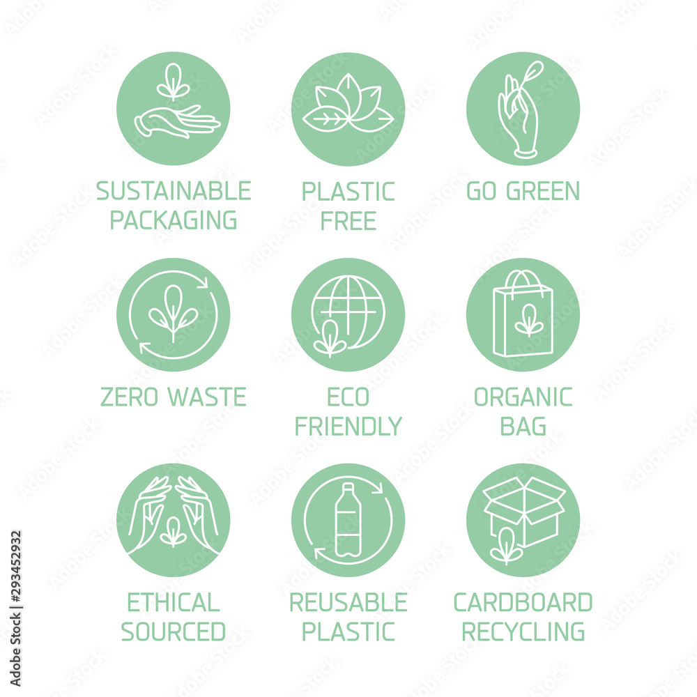 Vector set of logos, badges and icons for natural and organic products ...