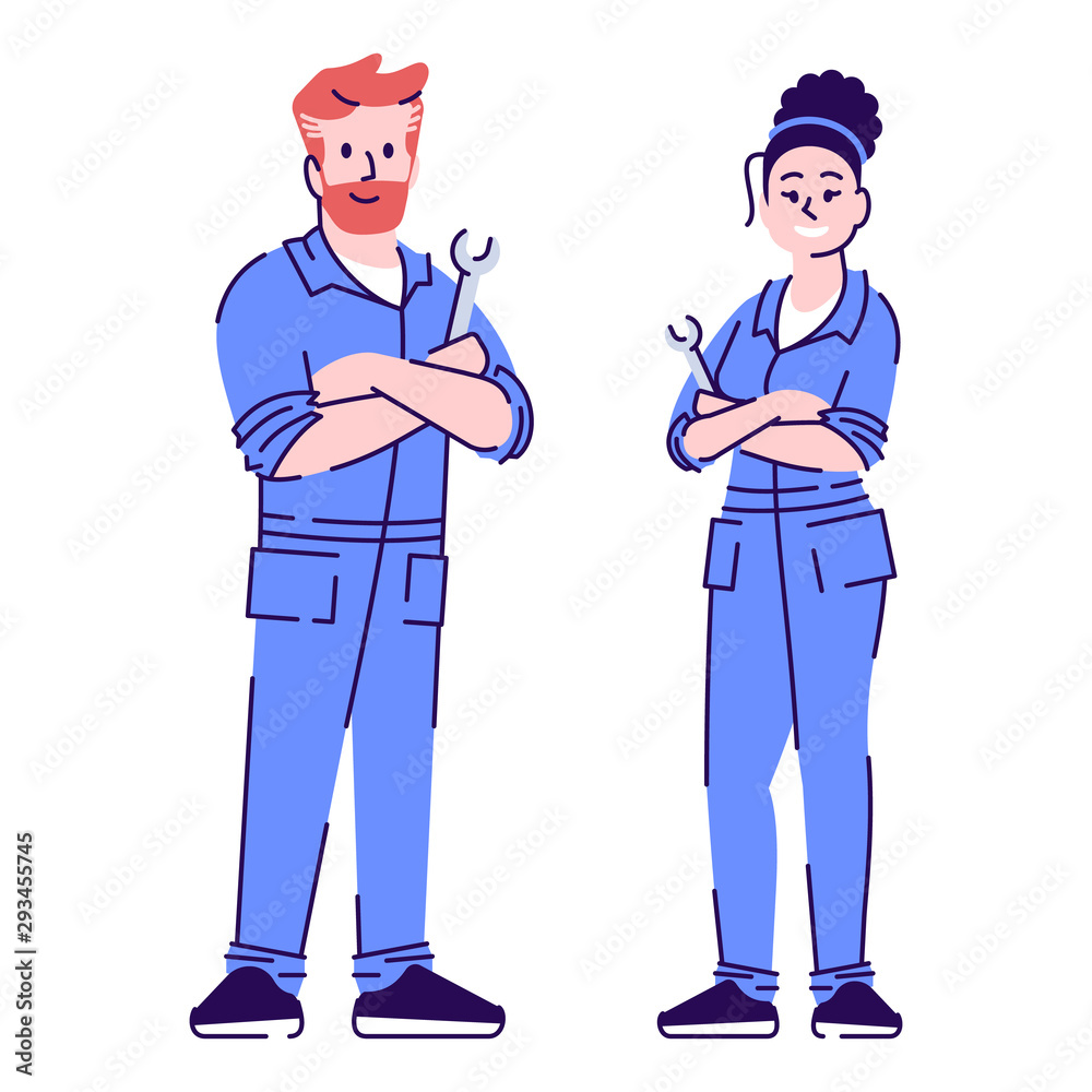 Stockvector Auto mechanics flat vector character. Automobile repairman ...