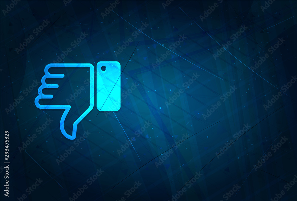 Thumbs down icon futuristic digital abstract blue background Stock ...