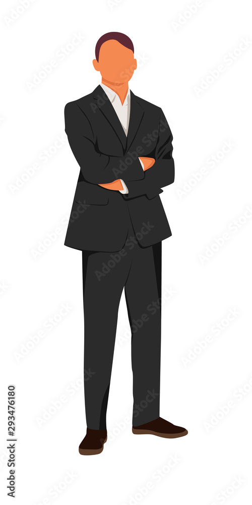Business man flat cartoon style. people worker standing and talking ...