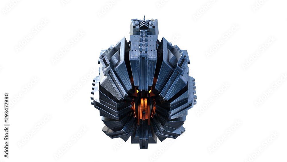 Alien mother ship, UFO spacecraft in flight isolated on white ...