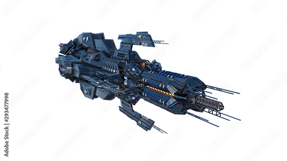 Alien mother ship, UFO spacecraft in flight isolated on white ...