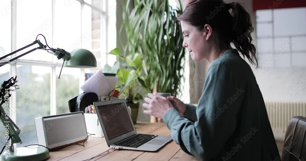 Adult female working from home Stock Video | Adobe Stock