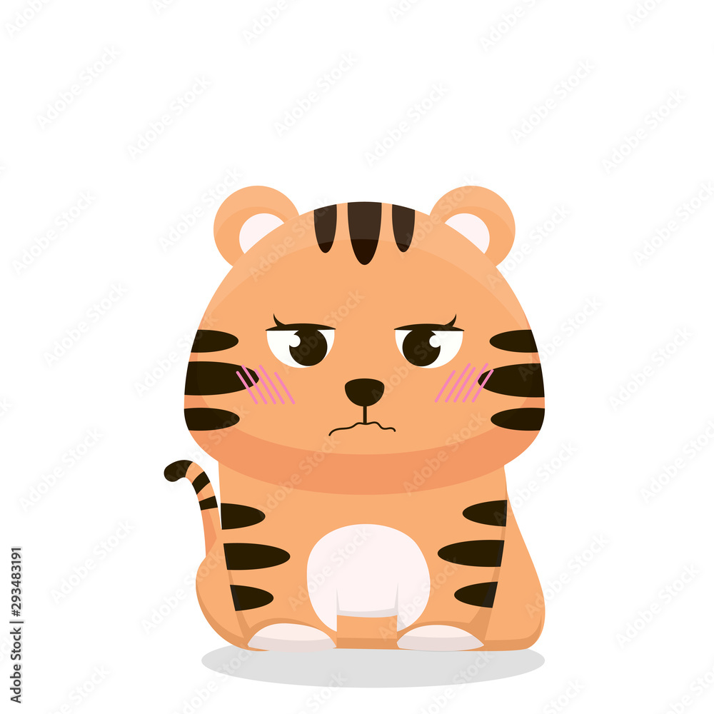 Sad Baby Tiger Cartoon