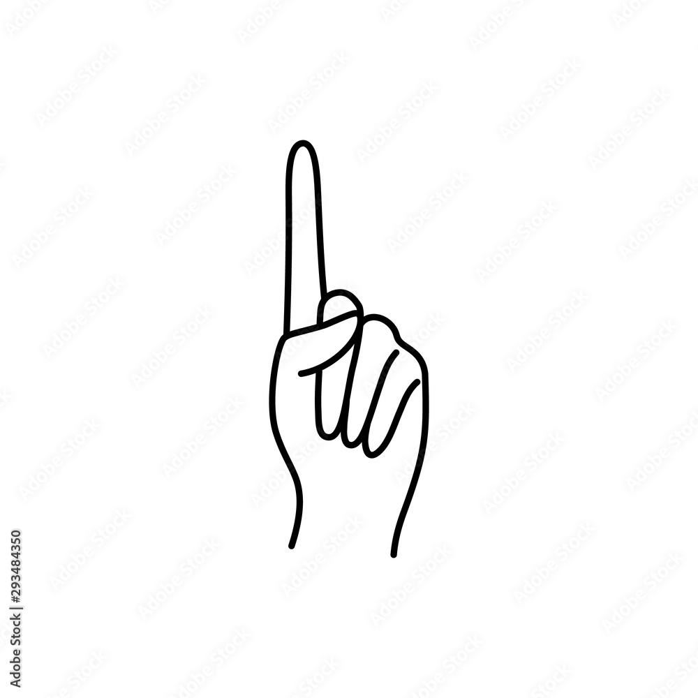Woman's Hand with one finger pointing up icon line. Vector Illustration ...
