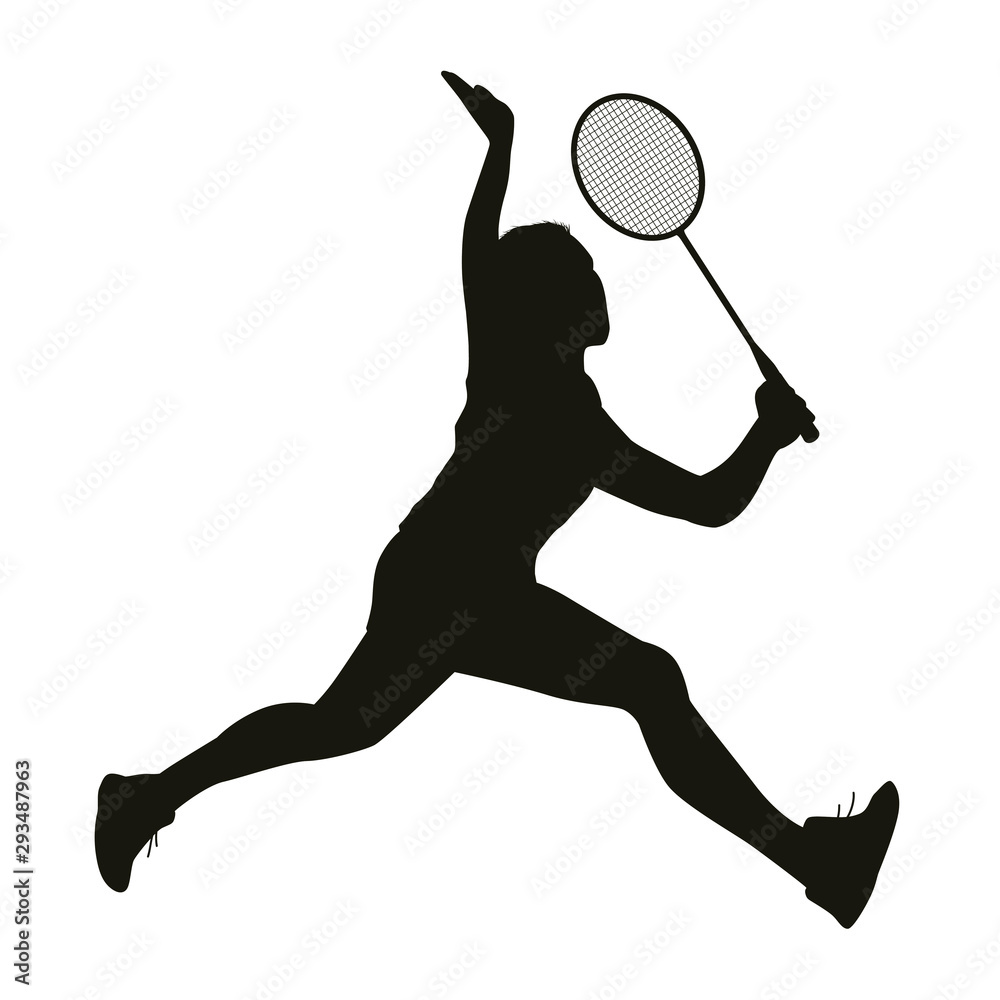 Badminton Player Silhouette Stock Vector | Adobe Stock