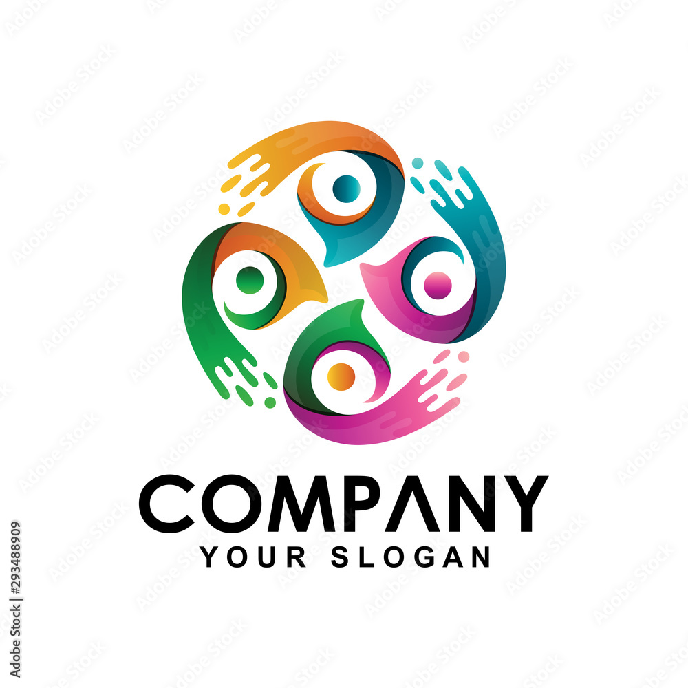 People logo gather. Logo concept of community, reunion, group, social ...