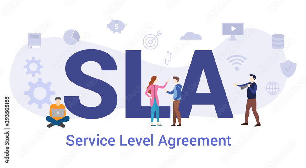 sla service level agreement concept with big word or text and team ...