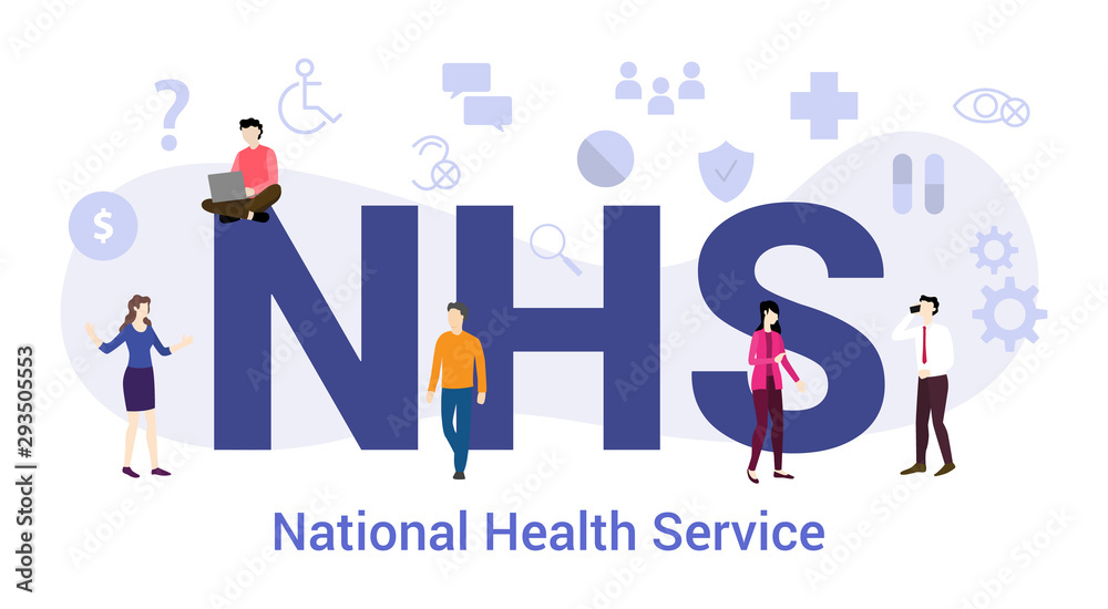 nhs national health service concept with big word or text and team ...