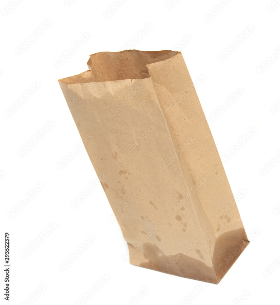 Paper bag with spots of fat on a white background. Stock Photo | Adobe ...