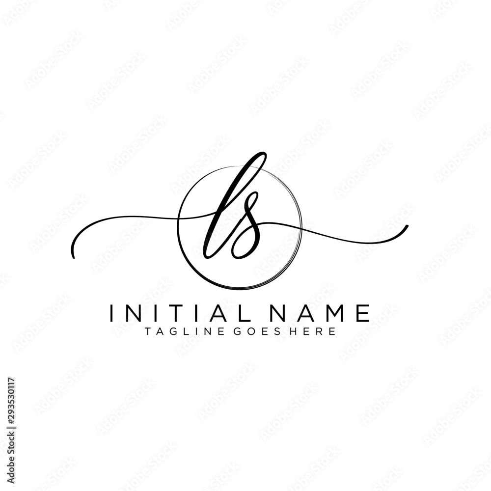 LS Initial handwriting logo with circle template vector. Stock Vector ...