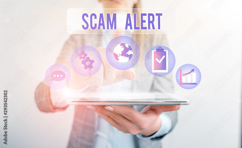 Conceptual hand writing showing Scam Alert. Concept meaning warning ...