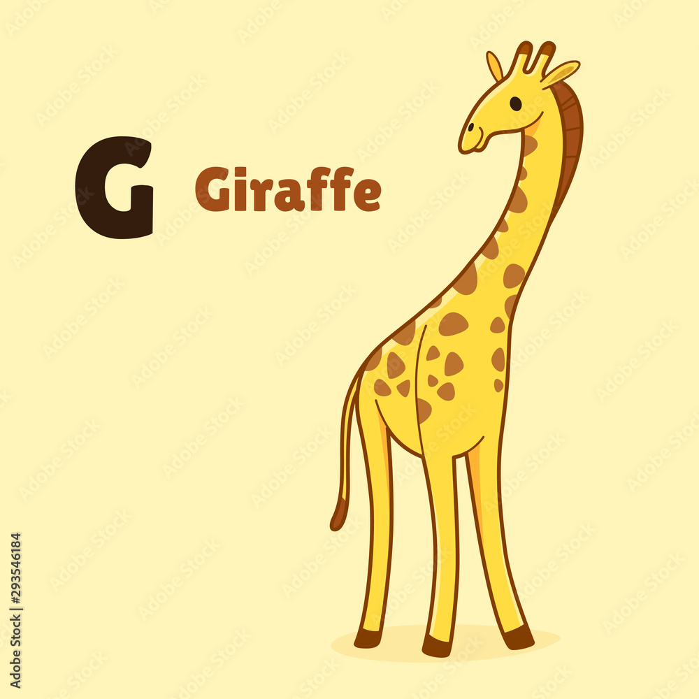 Cartoon giraffe, cute character for children. Vector illustration in ...