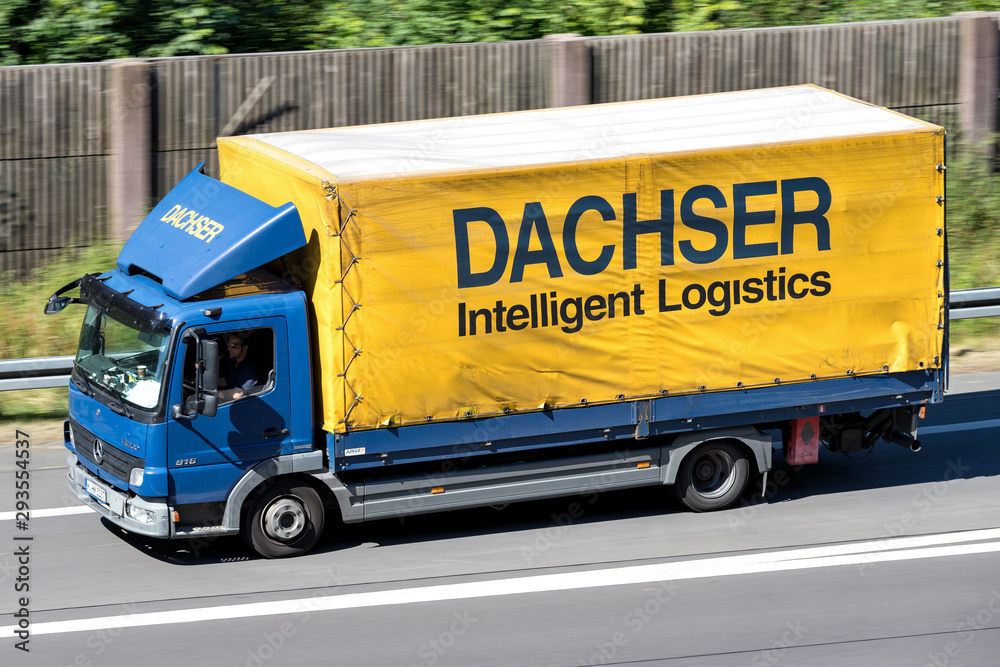 WIEHL, GERMANY - JUNE 29, 2018: Dachser truck on motorway. Dachser is a ...