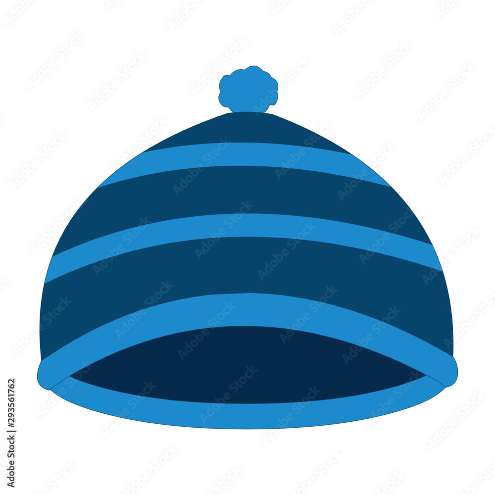 Blue Wollen Cap - Cartoon Vector Image Stock Vector | Adobe Stock