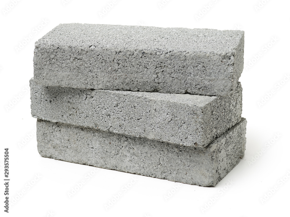 Gray cement solid brick isolated on a white background Stock Photo ...