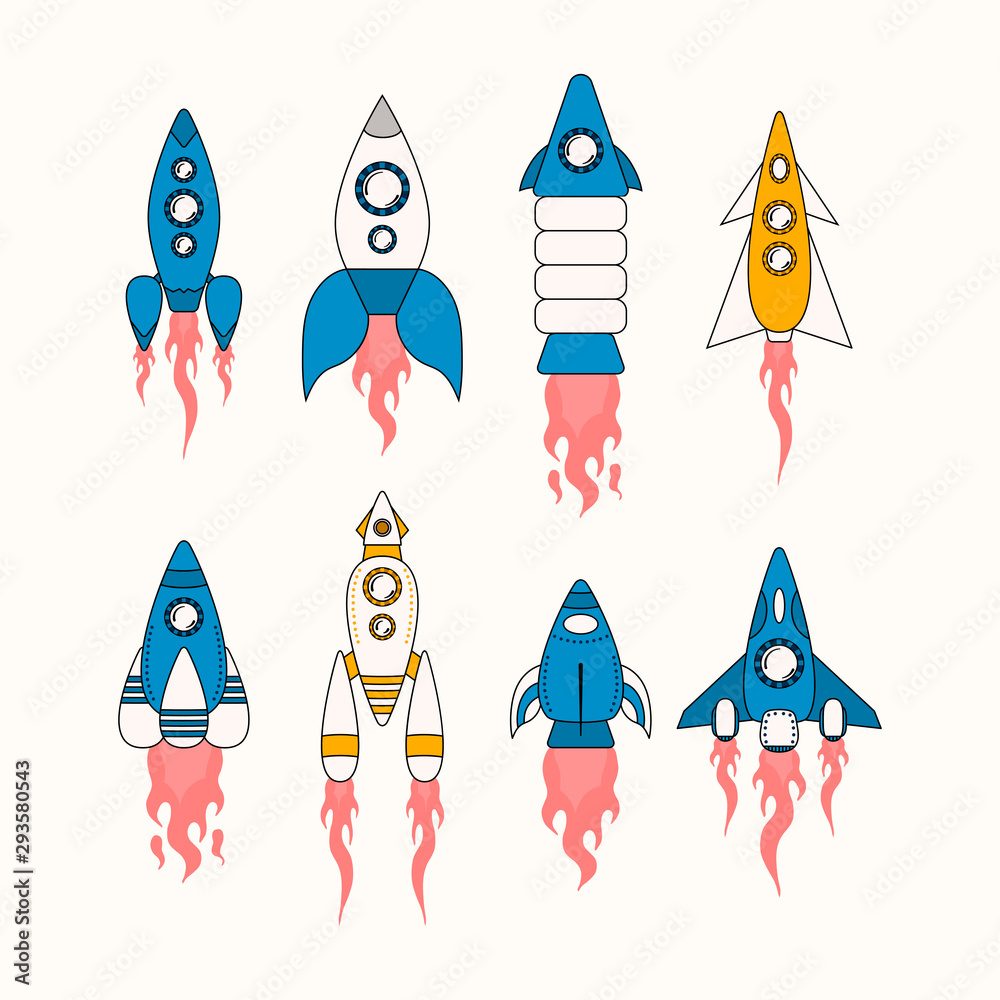 Cartoon Set Of Spaceships Rocketships And Spacecrafts For Astronauts cartoon-set-of-spaceships-rocketships-and-spacecrafts-for-astronauts