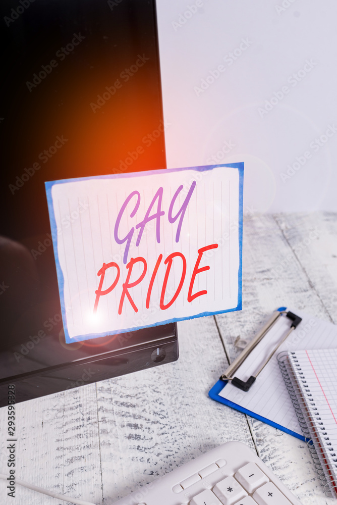 Writing note showing Gay Pride. Business concept for Dignity of an ...