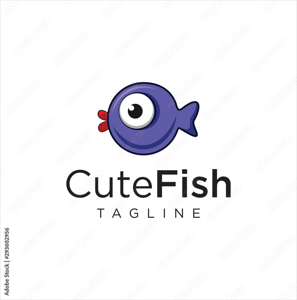 Cute Fish Logo Design Template. Funny Fish Logo Design Creative Concept ...