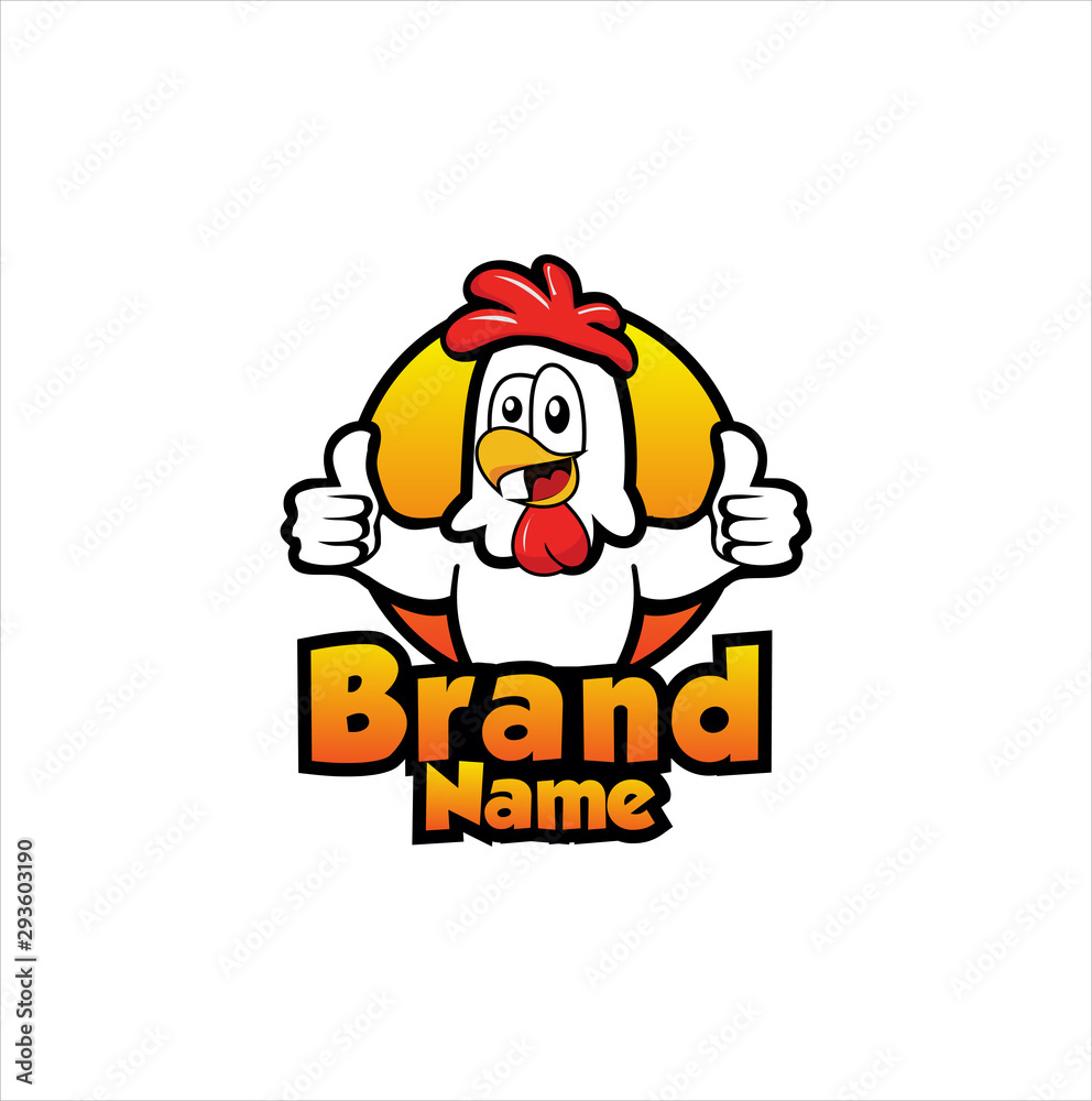 Fried Chicken Logo Design Isolated On White Background . Chicken mascot ...