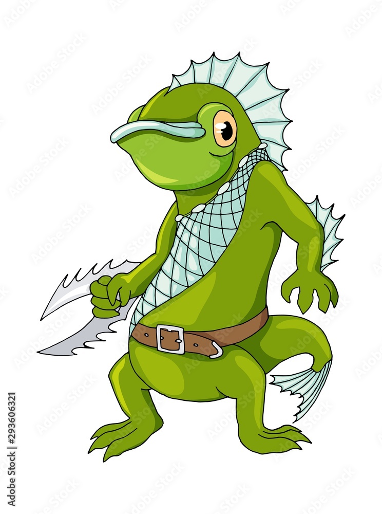 Cartoon fish monster sea creature character. Vector clip art ...