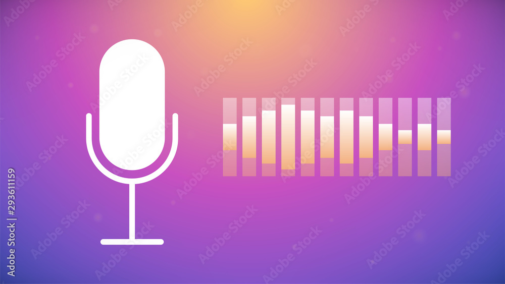 Voice recognition concept. Gradient background with acoustic wave from ...