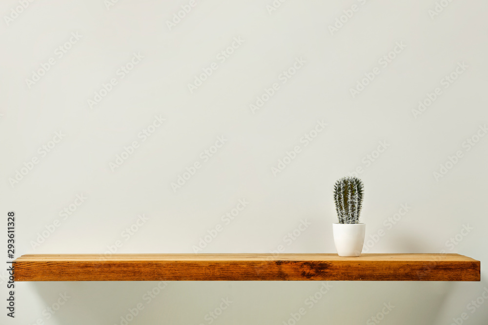 Shelf background of wood and free space for your decoration. Small ...