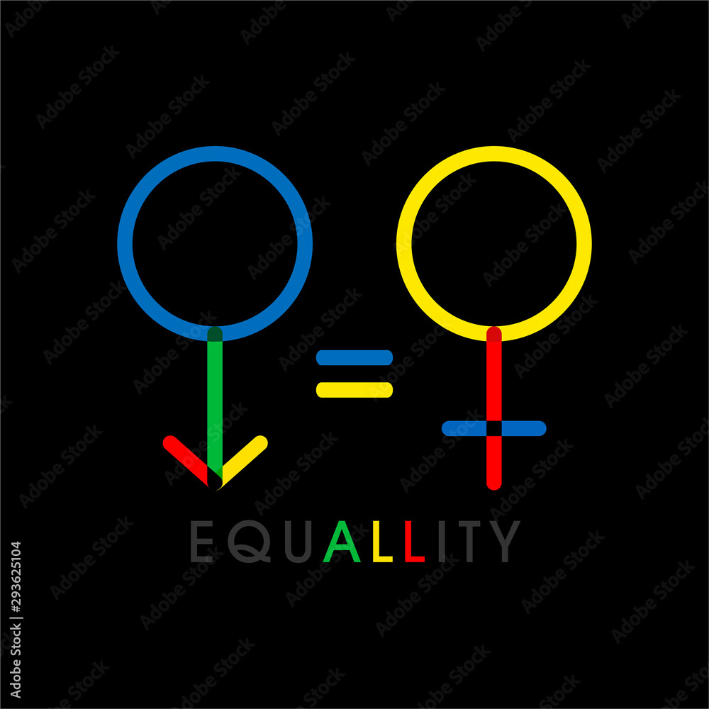VECTOR gender equality with wording All hid in equality symbol, Stock ...