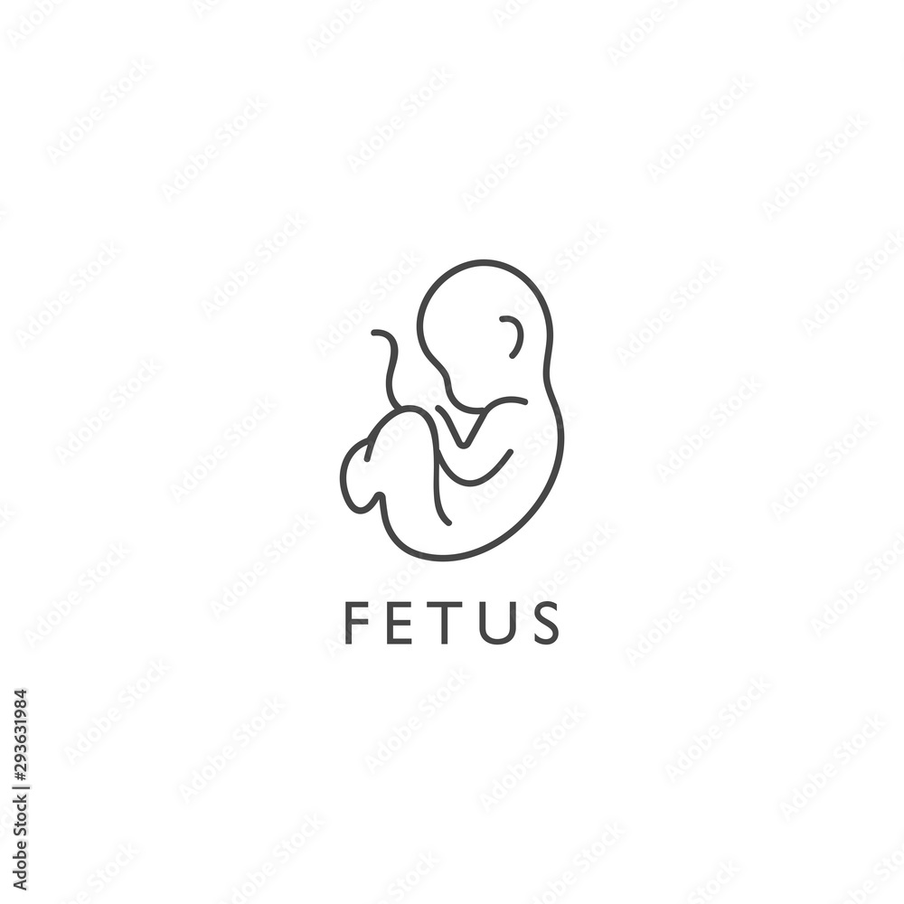Vector design element and icon in linear style - fetus. Logo sign ...